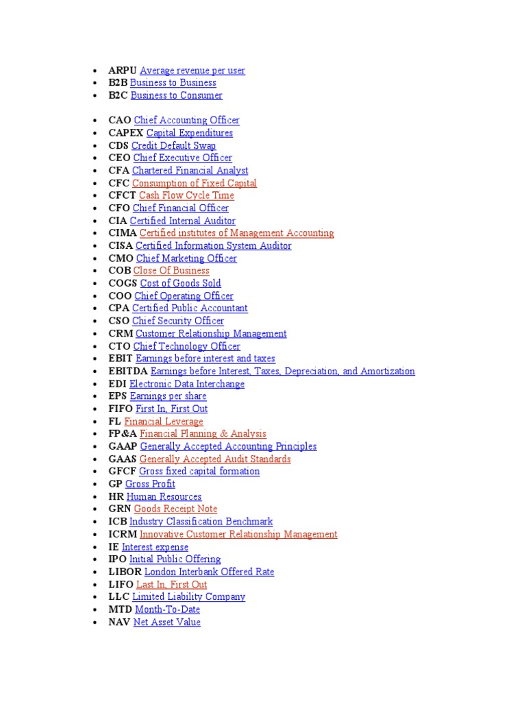 Abbrivation in Accounts | PDF | Capital Expenditure | Accounting