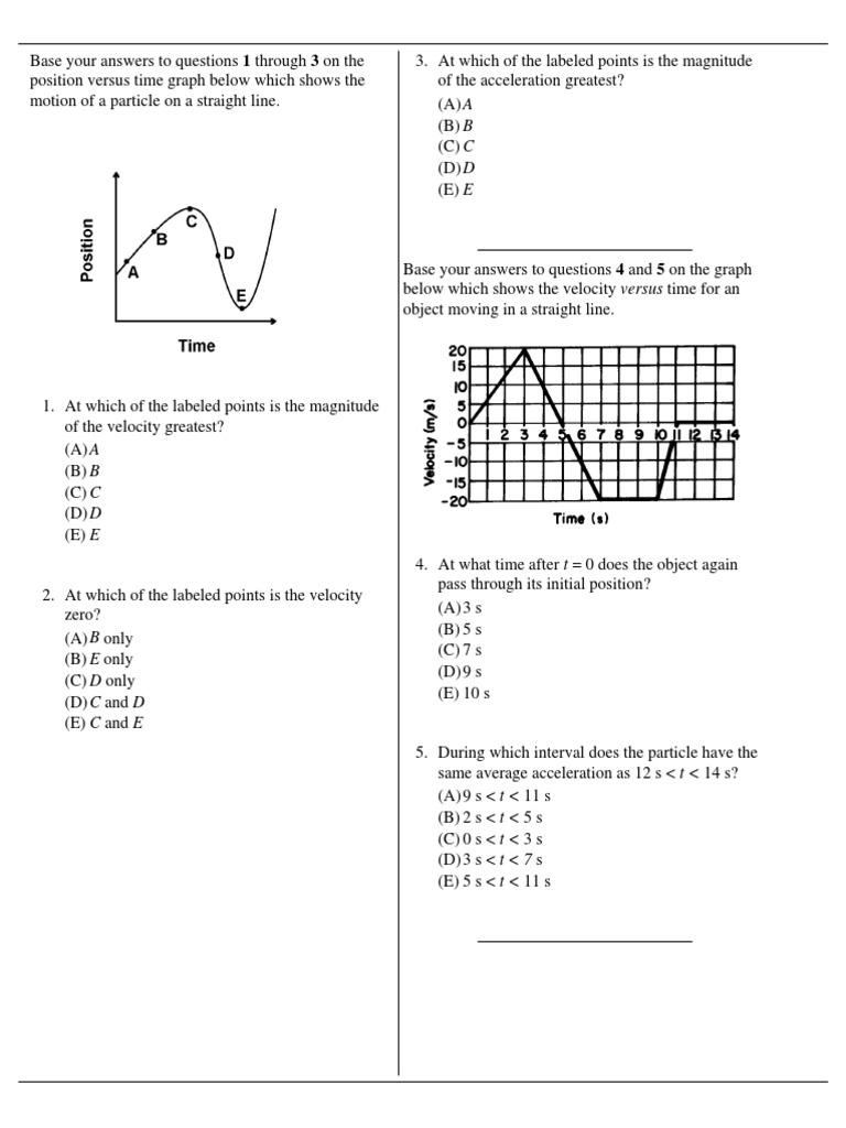 1D Motion with Graphs.pdf | Velocity | Acceleration