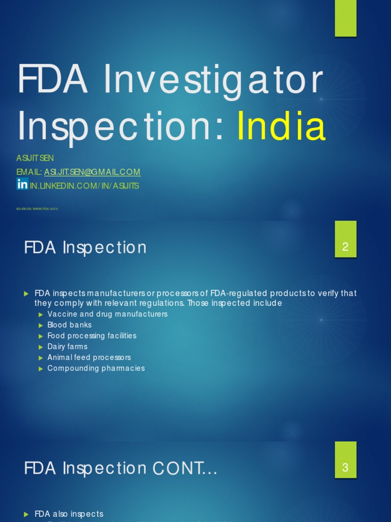 FDA Inspection In India (2005 - 2012) | Food And Drug Administration ...