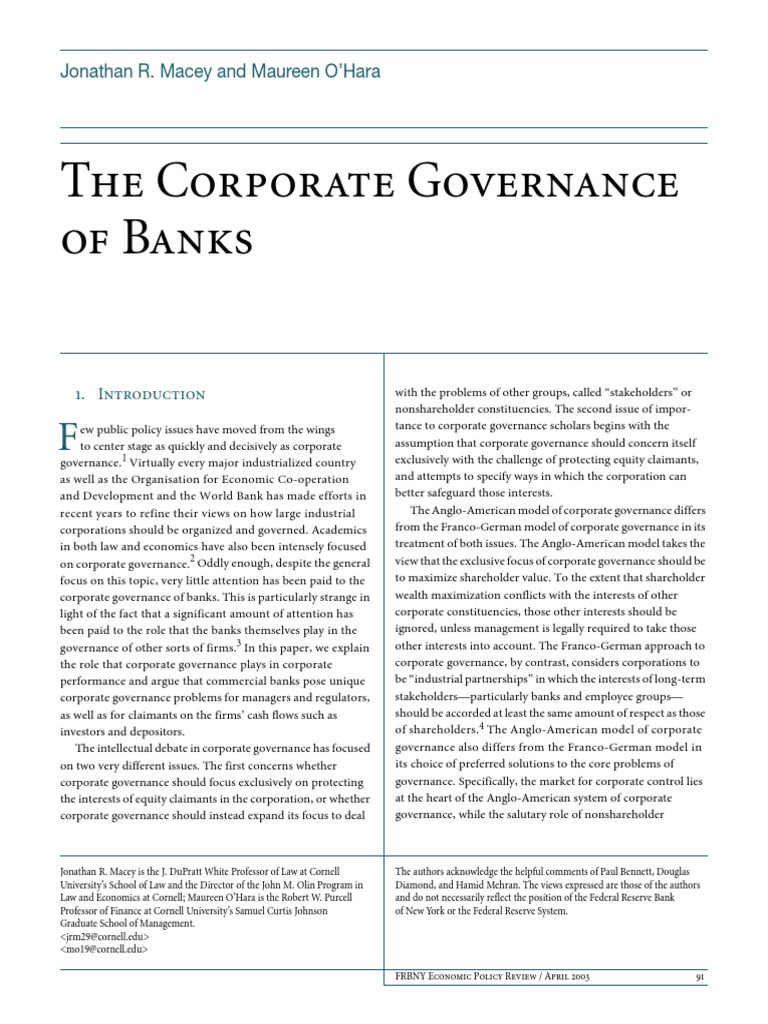 Corporate governance in banks.pdf | Corporate Governance | Federal ...