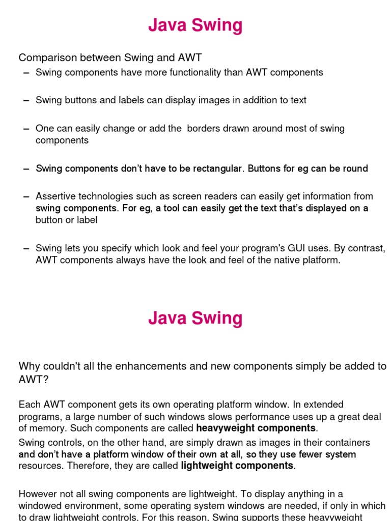 Java Swing | PDF | Computer Programming | System Software