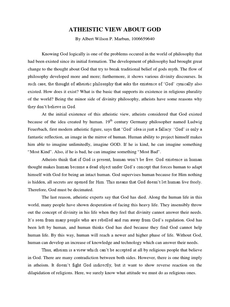 Atheistic View About God | PDF | Atheism | God