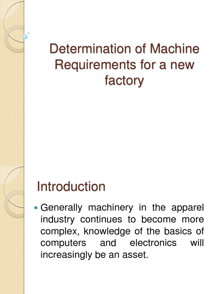 Determination of Machine Requirements For A New Factory | PDF | Seam ...