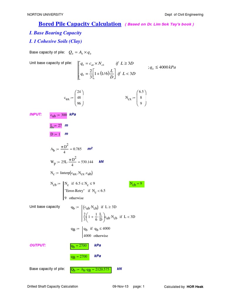 Mathcad - Drilled Shaft PDF | PDF | Deep Foundation | Geotechnical ...