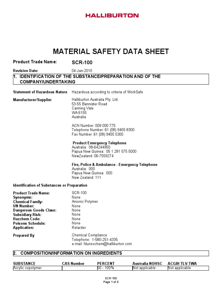 SCR 100 | PDF | Toxicity | Personal Protective Equipment