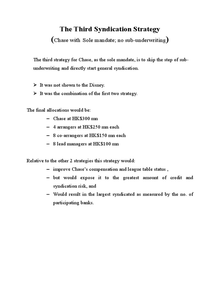 Chase's High-Risk Syndication Strategy | PDF