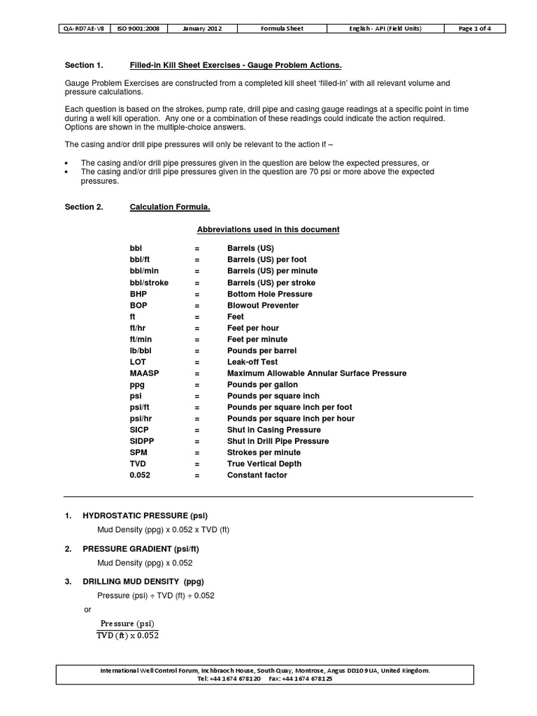 QA-RD7AE-V8 English API Formula Sheet | PDF | Civil Engineering | Gases