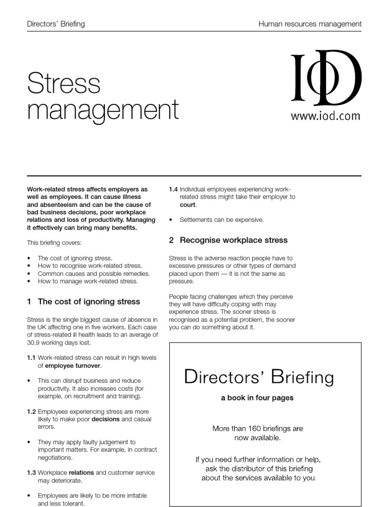 Directors' Briefing | PDF | Occupational Stress | Stress (Biology)