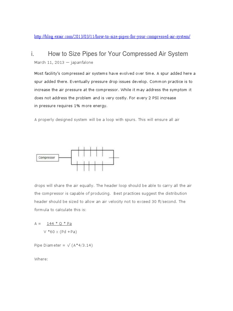 Compressed Air Pipe Sizing Guide | PDF | Pressure | Atmosphere Of Earth