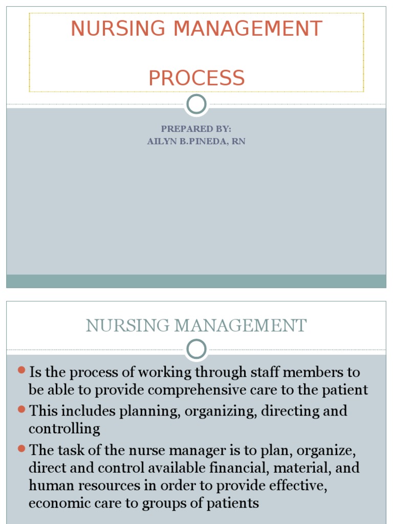 Nursing Management Process Overview | PDF | Nursing | Goal