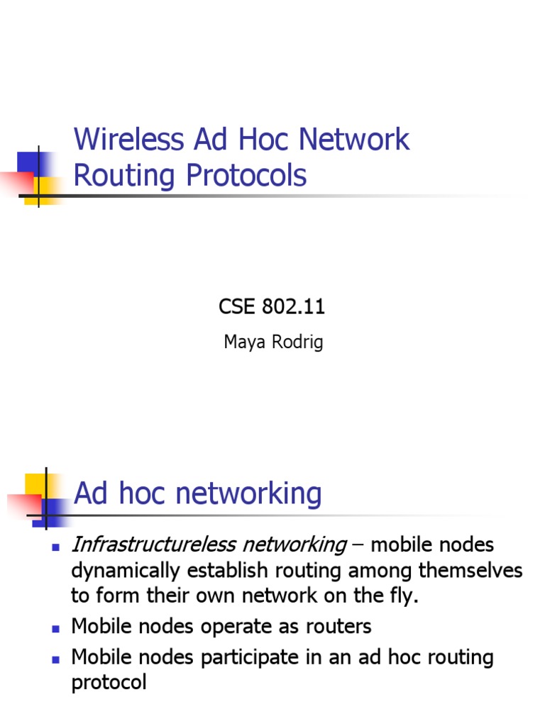 Wireless Network Routing Protocols Ppt Routing Wireless Ad Hoc Network