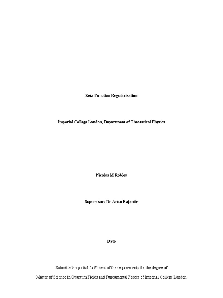 Zeta Function Regularization Pdf Quantum Field Theory Complex Analysis