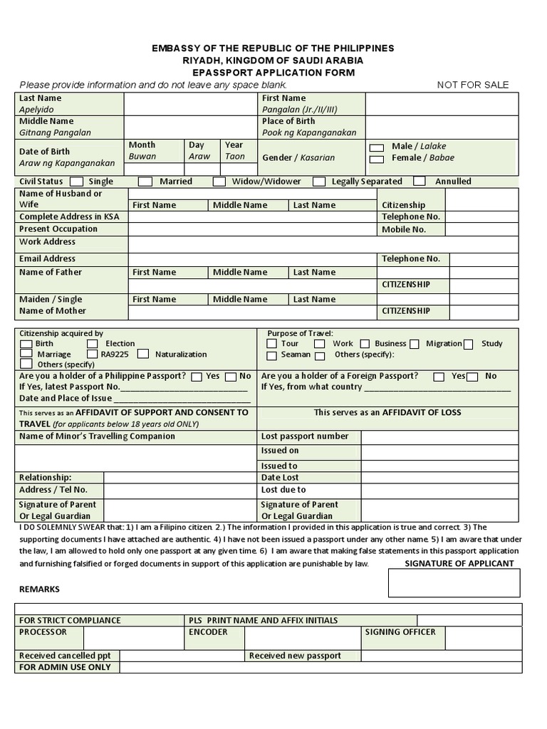 Philippine ePassport Application Form | PDF | Passport | Government And ...