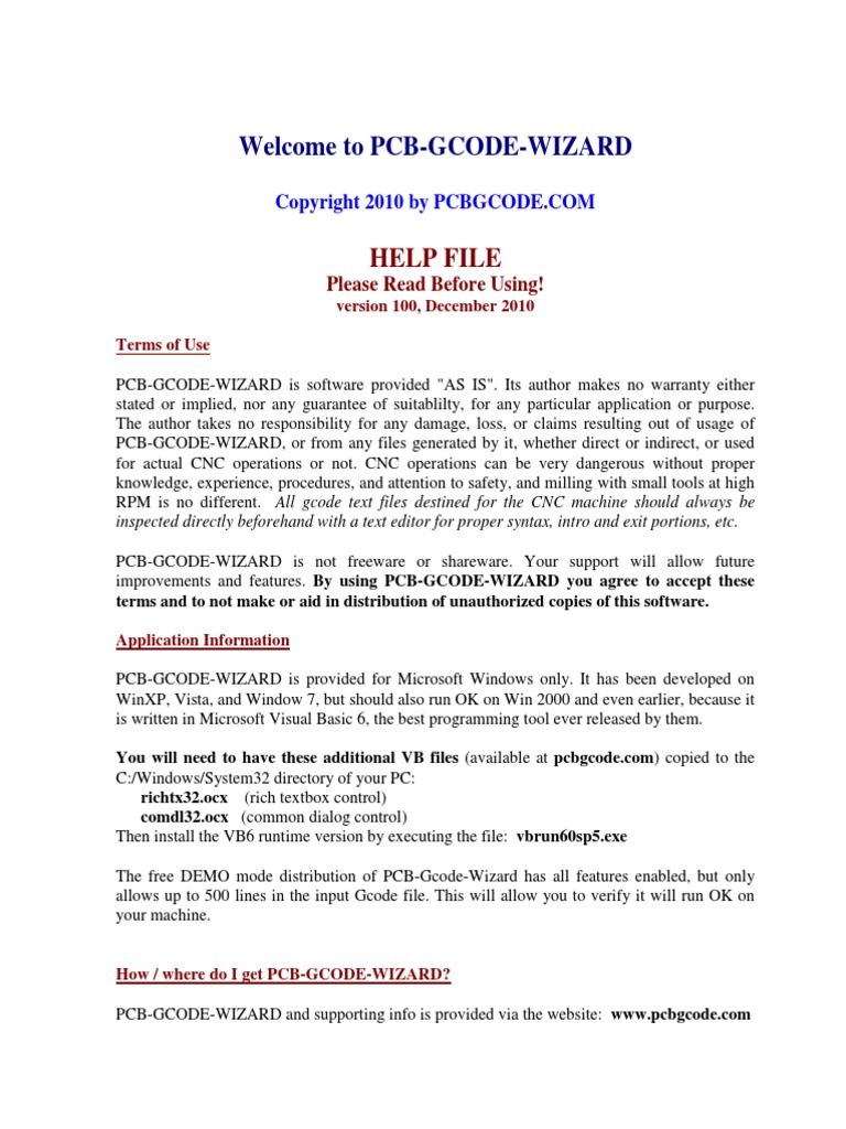PCB-Gcode-Wizard Version 100 Help File Manual en Ingles | PDF | Printed Circuit Board | Computer ...