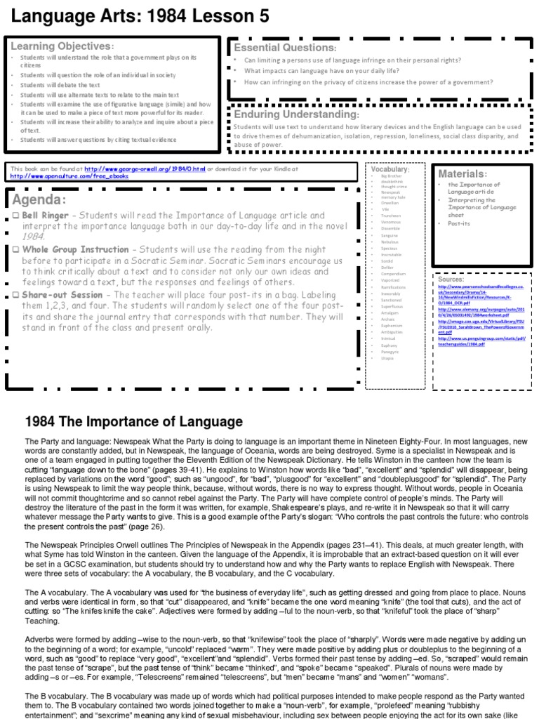 La - Literature - 1984 Lesson 5 | PDF | Linguistics | Linguistic Typology