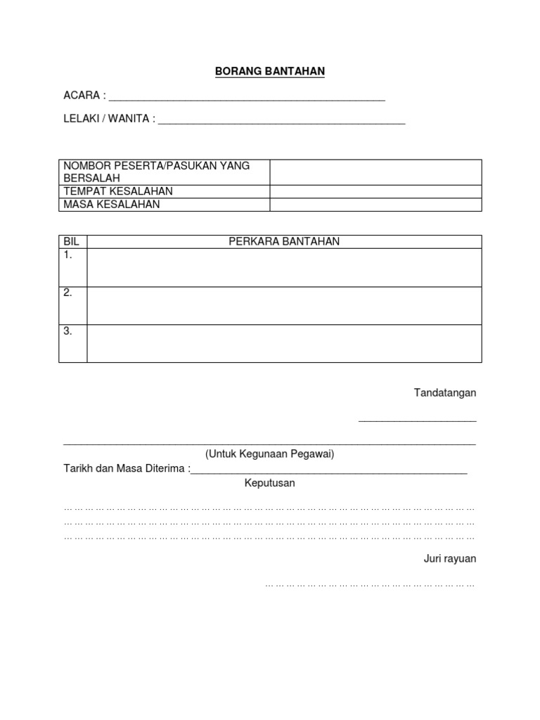 Borang Bantahan | PDF