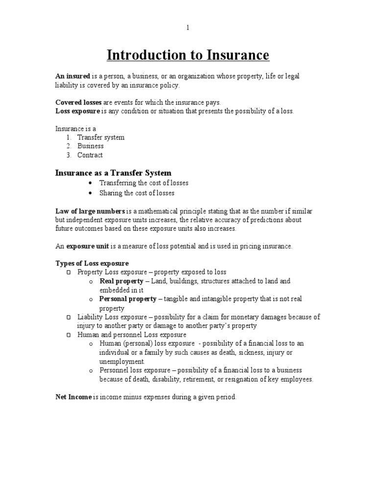 Introduction to the Fundamental Concepts of Insurance | PDF ...