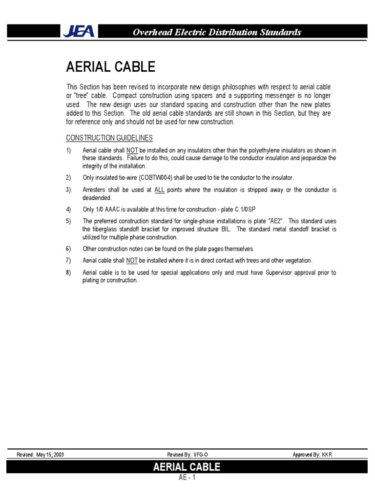 Aerial Cable: Overhead Electric Distribution Standards | PDF | Insulator (Electricity) | Screw