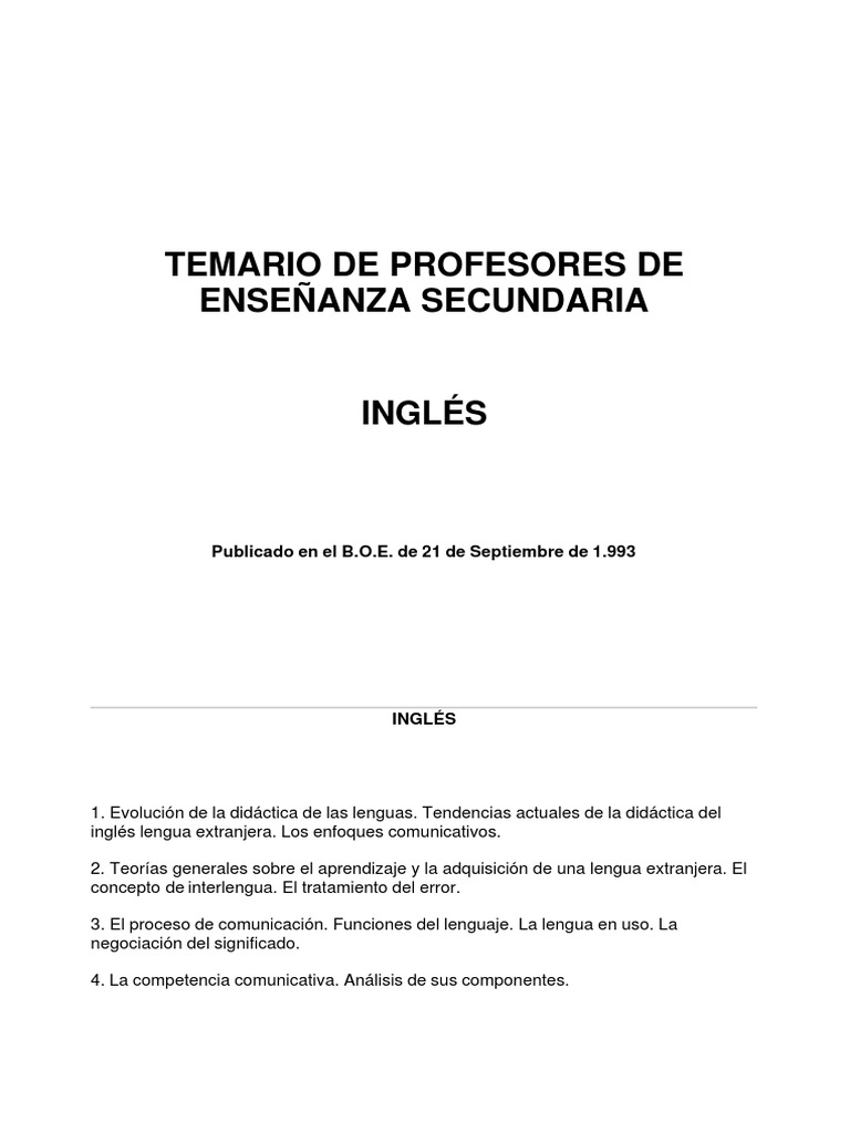 Temario de Inglés para Secundaria | PDF | Fonología | Palabra