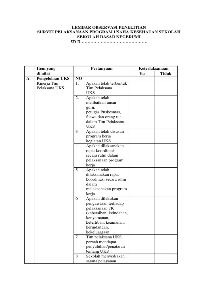 Lembar Observasi Penelitian Pks. | PDF | Pengembangan Diri | Sains & Matematika