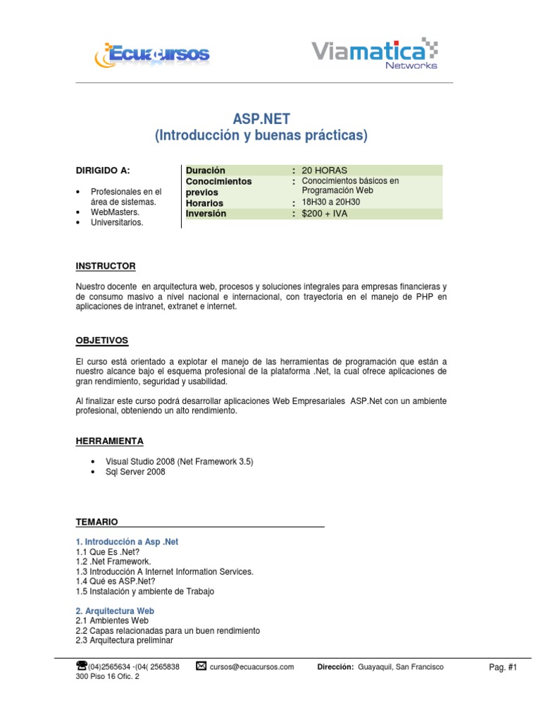 Introducción y Buenas Practicas | PDF | .NET Framework | Páginas del servidor activo