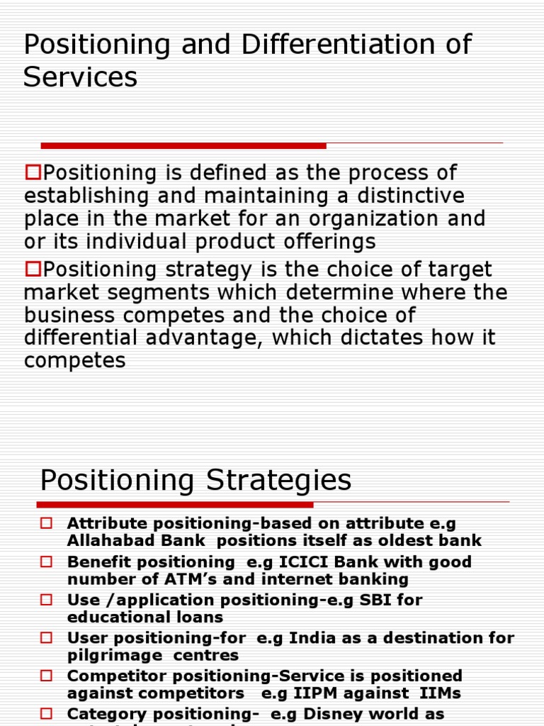Positioning and Differentiation of Services | PDF | Strategic ...