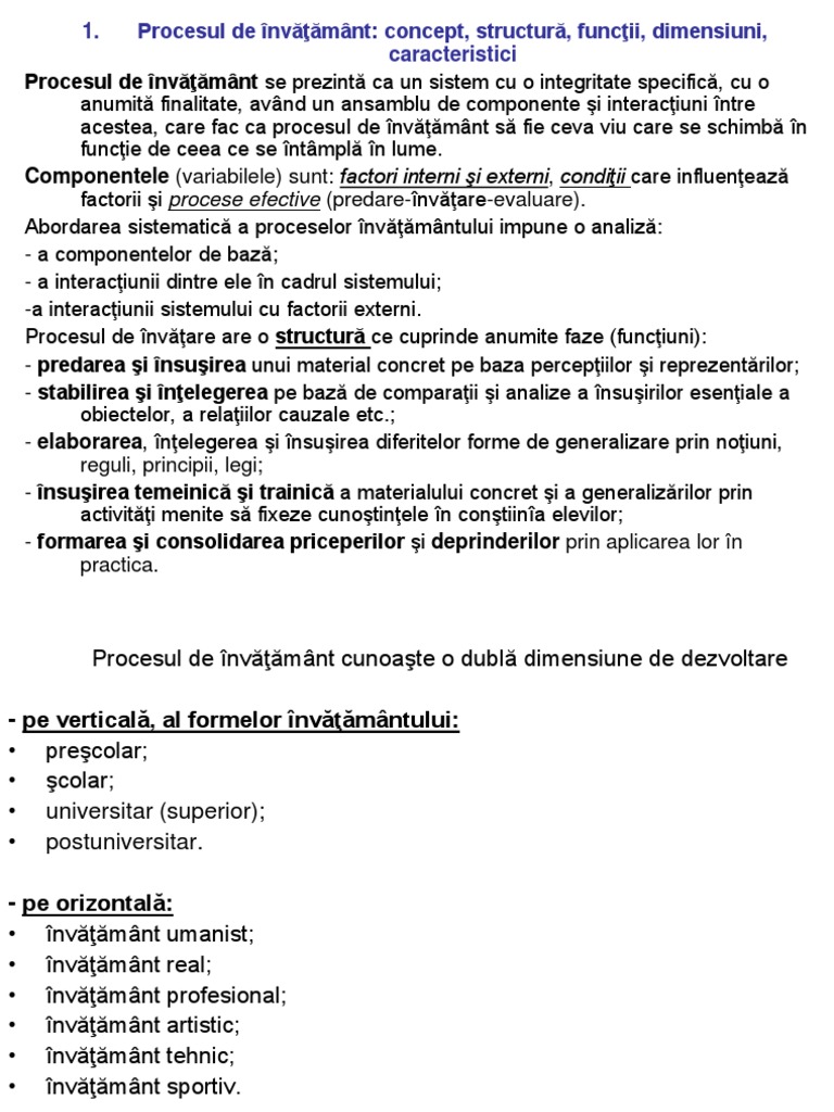 Procesul de Invatamant | PDF