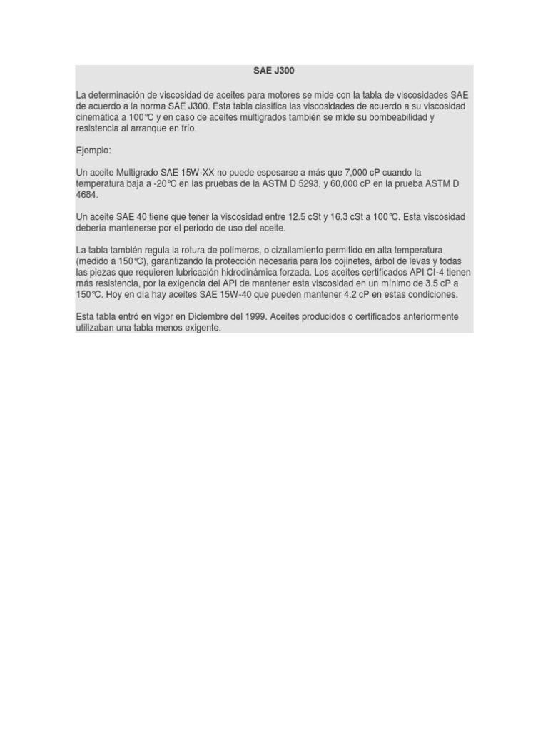 Sae J300 | Descargar gratis PDF | Lubricante | Ingeniería mecánica