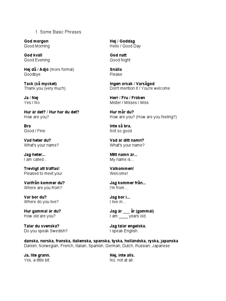 Brief Swedish Grammar | Adverb | Onomastics