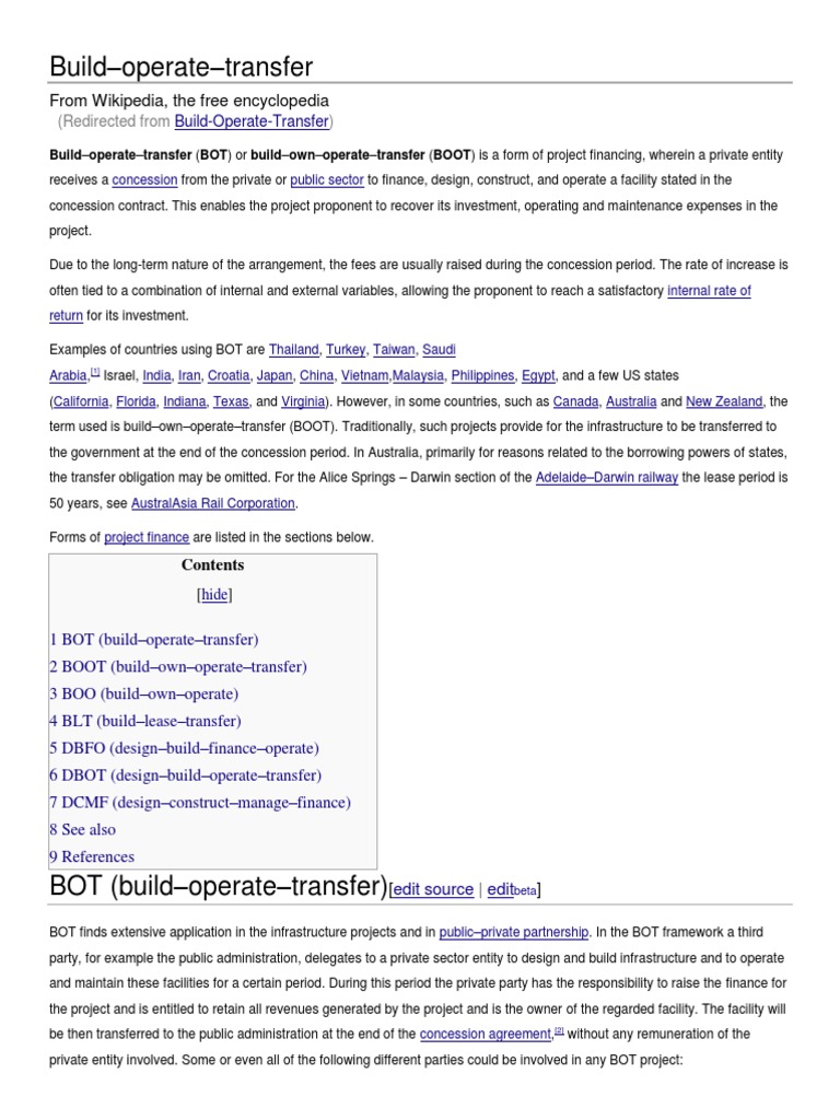 Understanding Build-Operate-Transfer Models | PDF | Economics | Investing