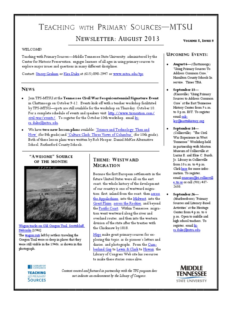 TPS-MTSU Newsletter August 2013 | PDF | Great Plains | Native Americans ...