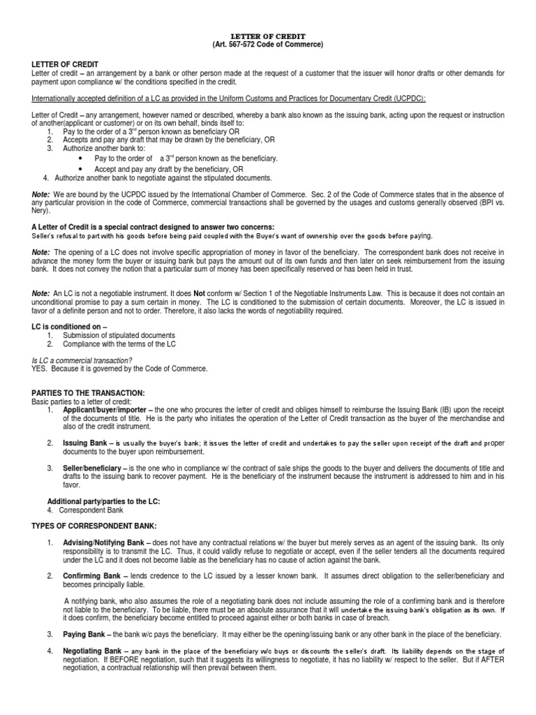 Letter of Credit | PDF | Letter Of Credit | Receivership