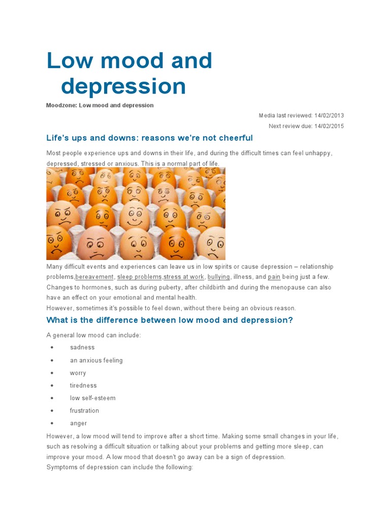 Low Mood and Depression | PDF | Major Depressive Disorder | Antidepressant
