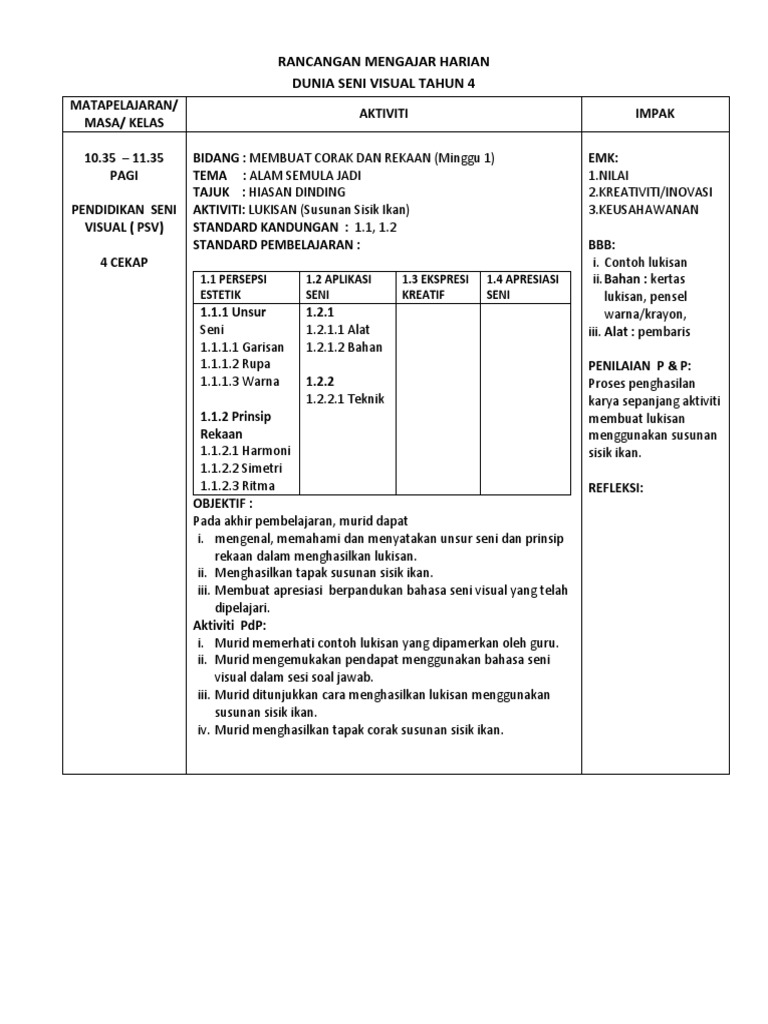 RPH Corak Rekaan Susunan Sisik Ikan | PDF