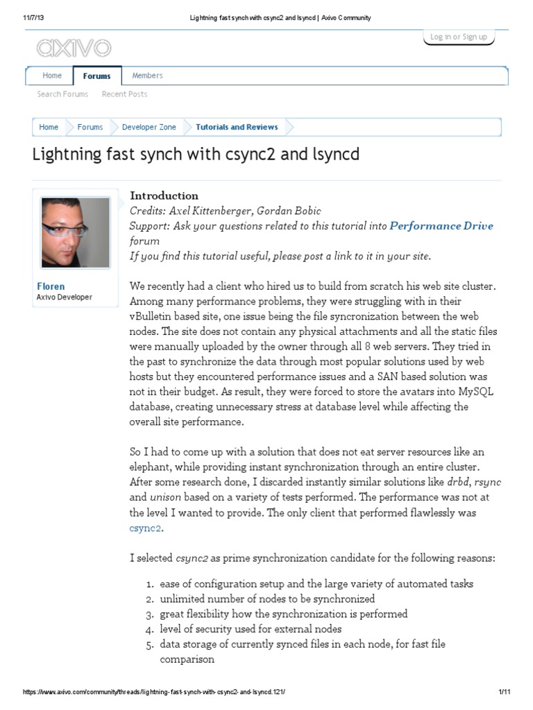 Lightning Fast Synch With Csync2 and Lsyncd - Axivo Community PDF | PDF | Internet Forum | Web ...