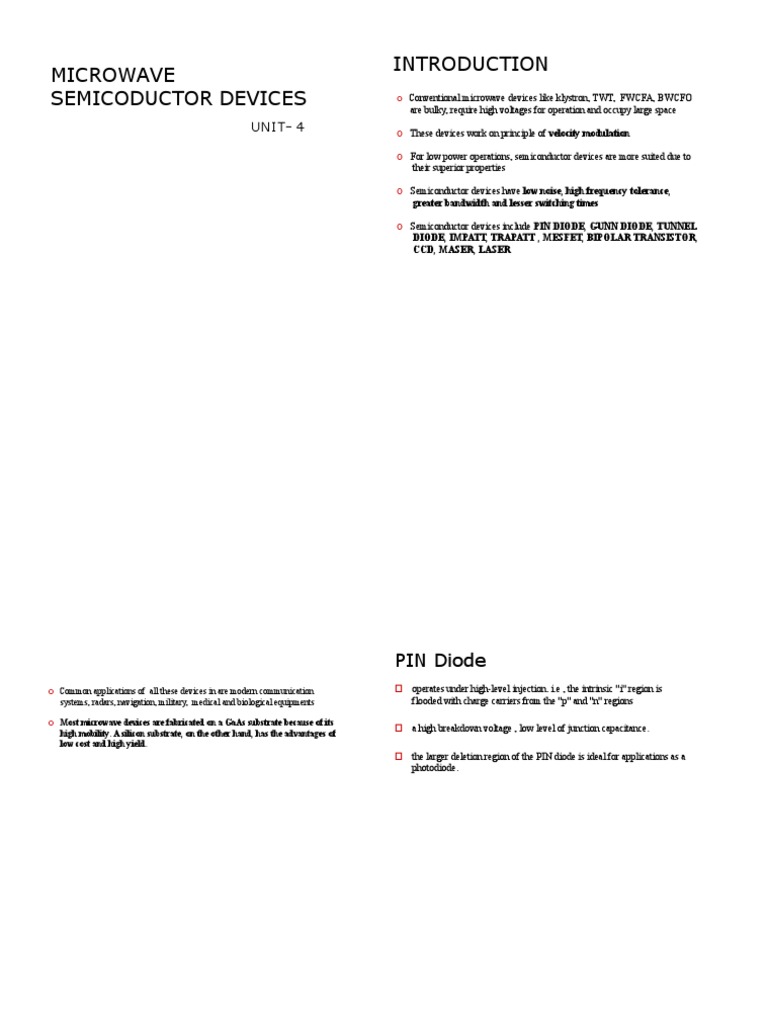 Microwave Semiconductor Devices | PDF | Field Effect Transistor | Diode