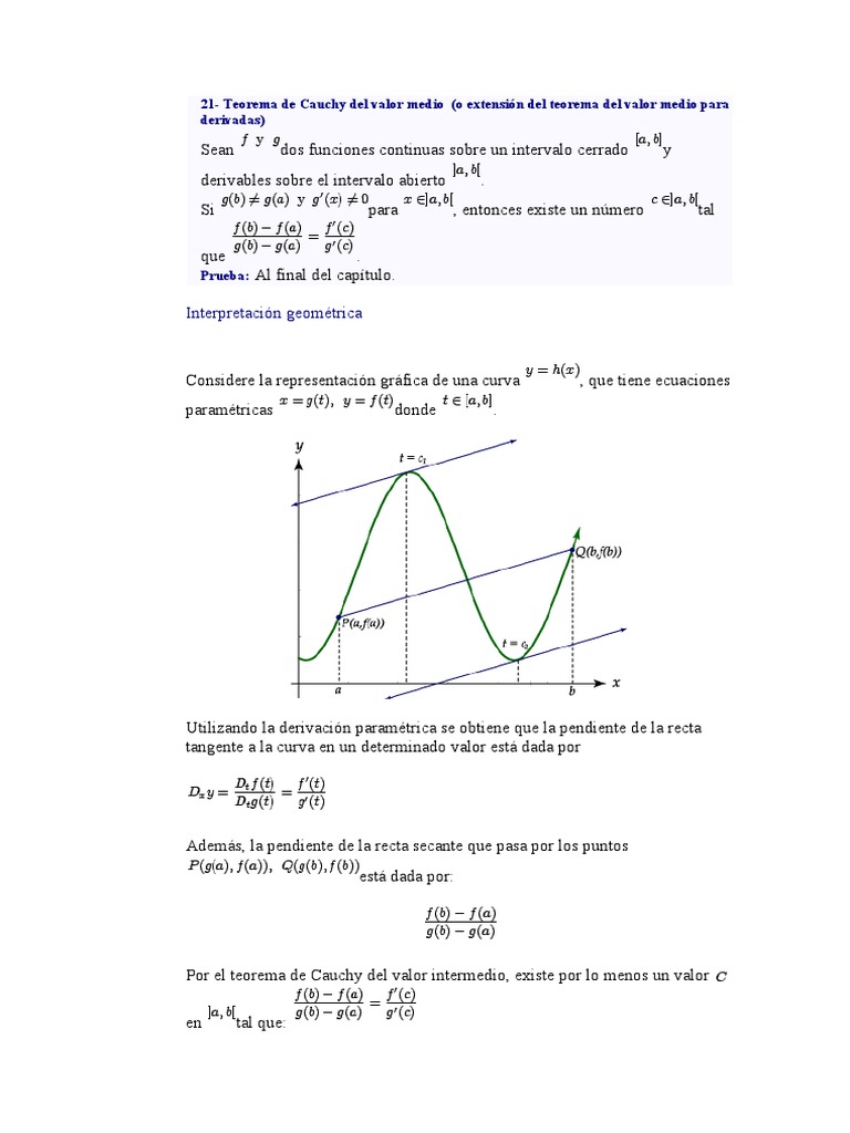 21 - Teorema de Cauchy Del Valor Medio (O Extensión Del Teor | PDF