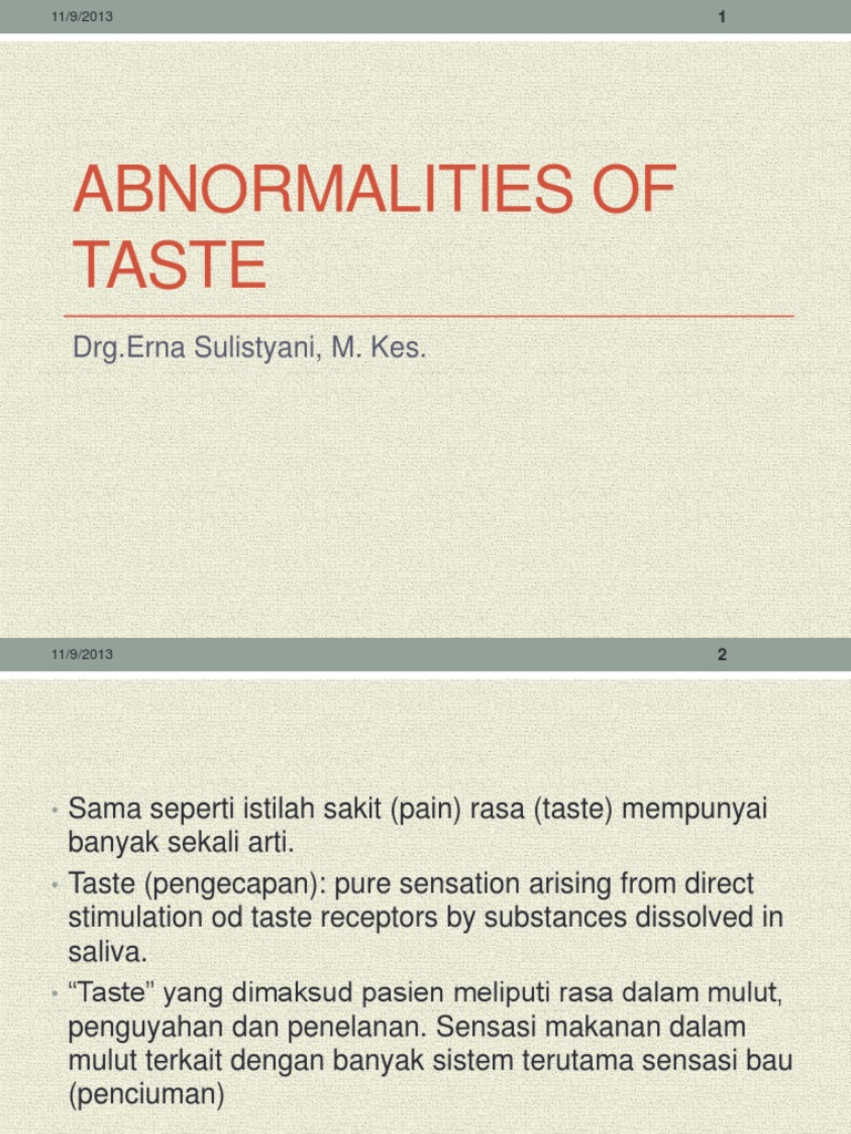 Abnormalities of Taste | PDF