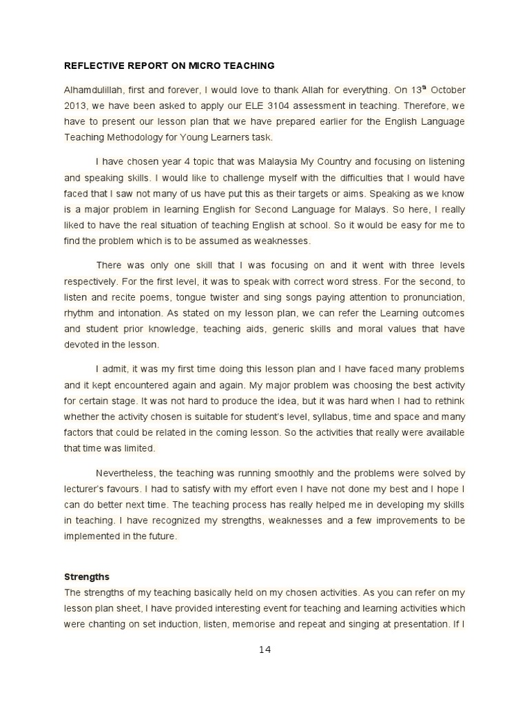 Reflective Report On Micro Teaching | PDF | Teachers | Learning