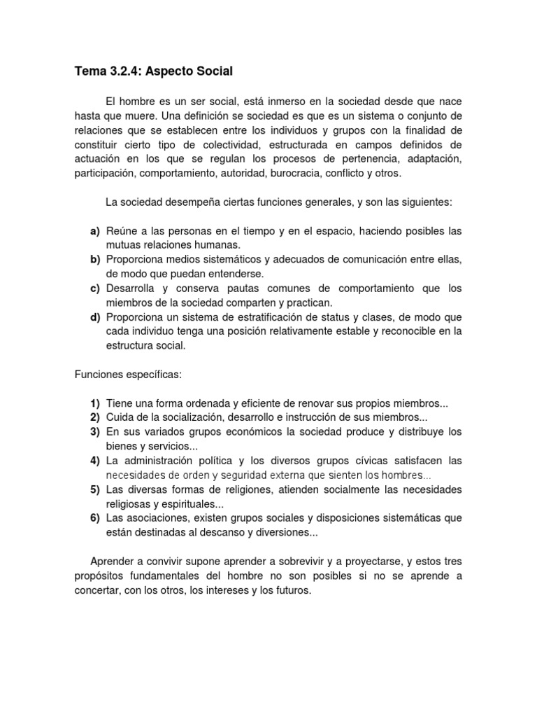Tema 3.2.4 Aspecto Social | PDF | Sociedad | Aprendizaje
