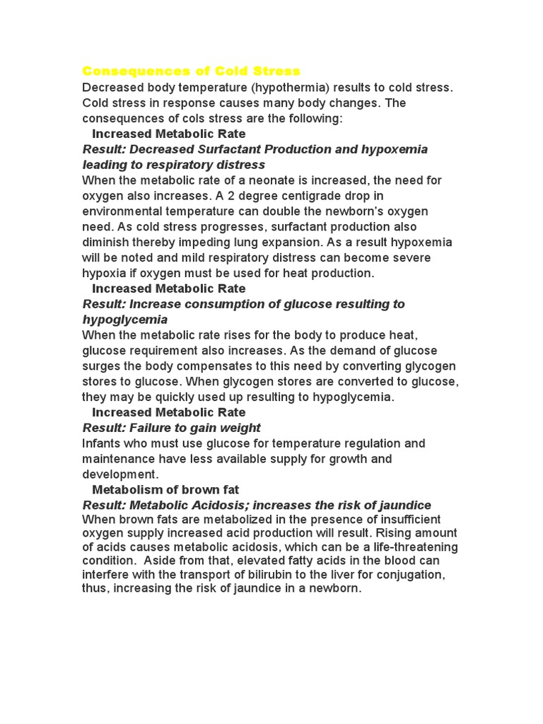 Consequences of Cold Stress | PDF | Wellness
