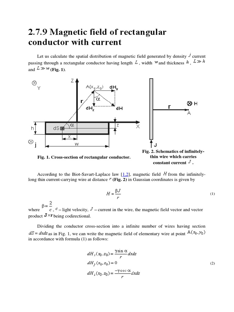 Magnetic Calculation in Rectangular Conductors | PDF | Magnetic Field ...