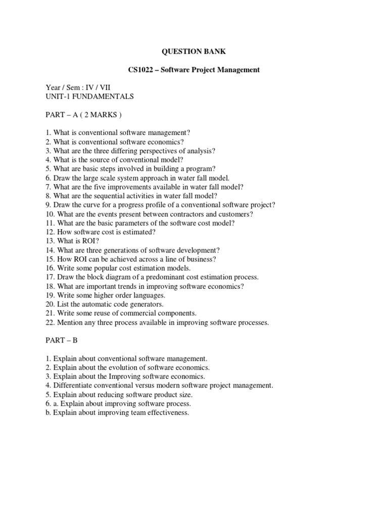 QUESTION BANK SPM PDF | PDF | Software Development | Systems Science