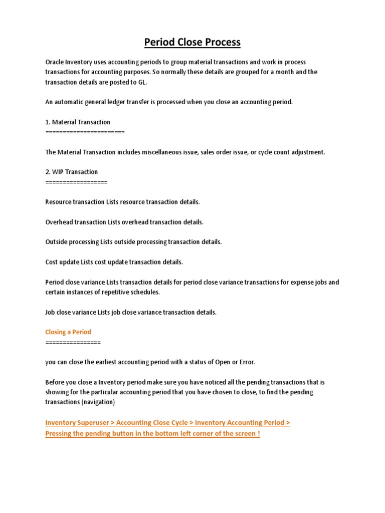 Period Close Process - Inventory | PDF | Inventory | Business