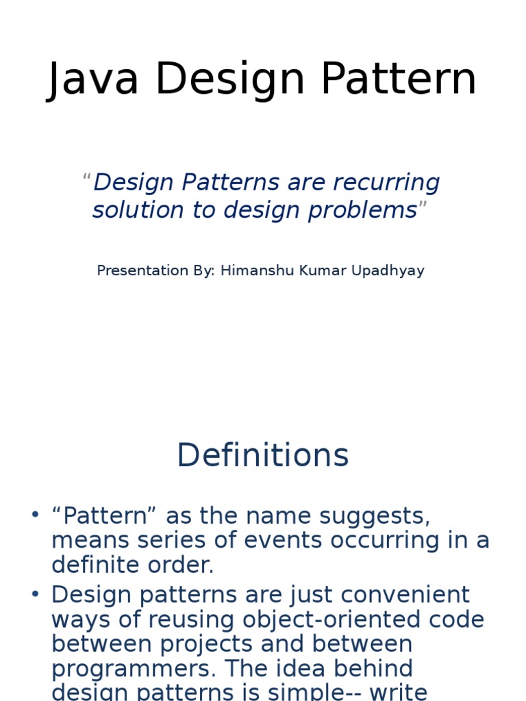 Java Design Pattern | PDF | Class (Computer Programming) | Inheritance (Object Oriented Programming)