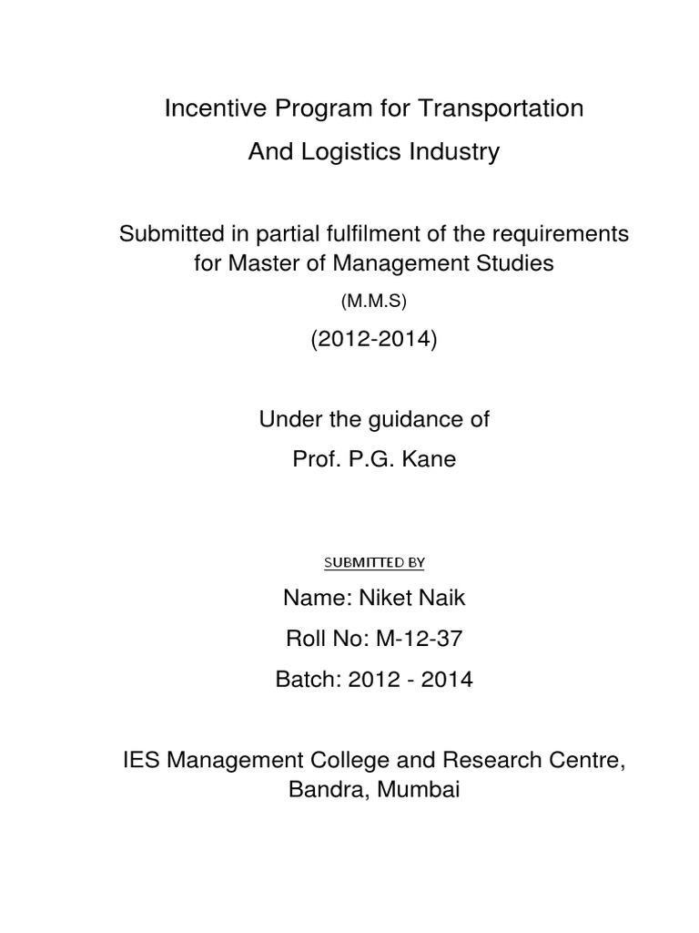 Incentive Program For Transportation and Logistics Industry | PDF ...