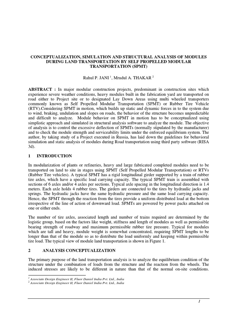 Simulation and Structural Analysis of Modules During Land ...
