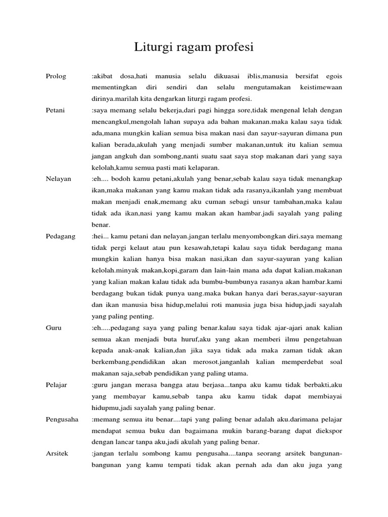 Liturgi Ragam Profesi | PDF