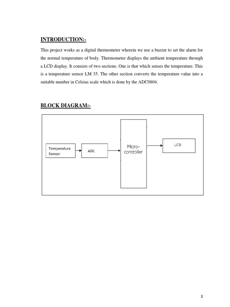 Digital Thermometer Project Overview | PDF | Analog To Digital ...