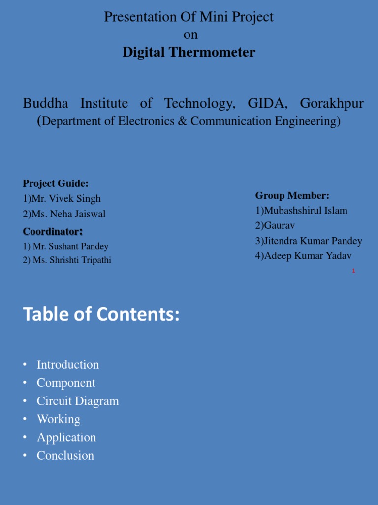 Presentation Of Mini Project Pdf Thermometer Analog To Digital